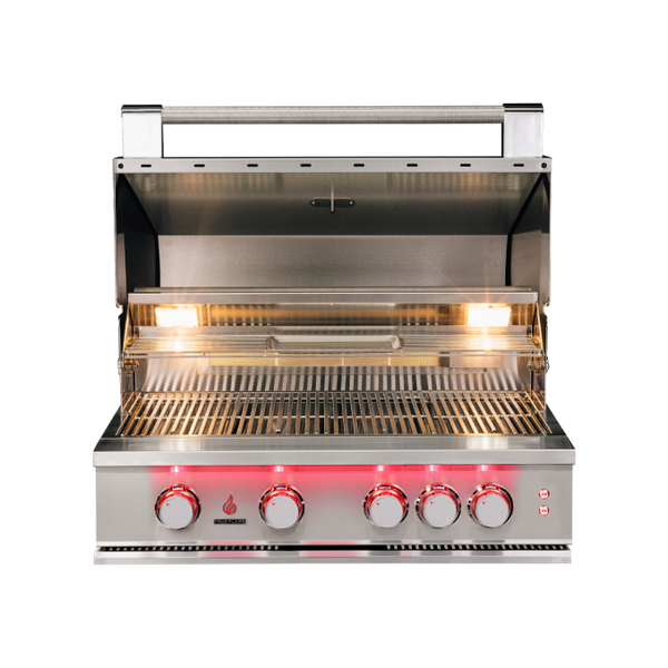 TrueFlame 32-Inch Built-In Gas Grill with Backlit LED Front Panel, Mul