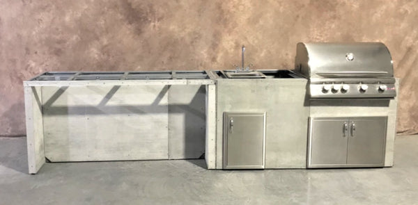 11 Foot DIY Finch Ready To Finish Linear Outdoor Kitchen with Blaze Ap ...