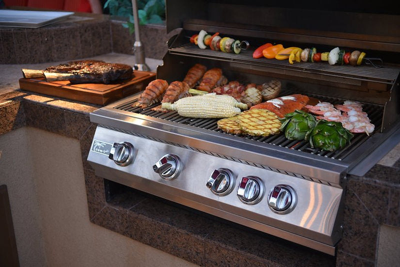 KoKoMo Grills 7 Foot L-Shape BBQ Island With Bar Seating, Built-in BBQ ...
