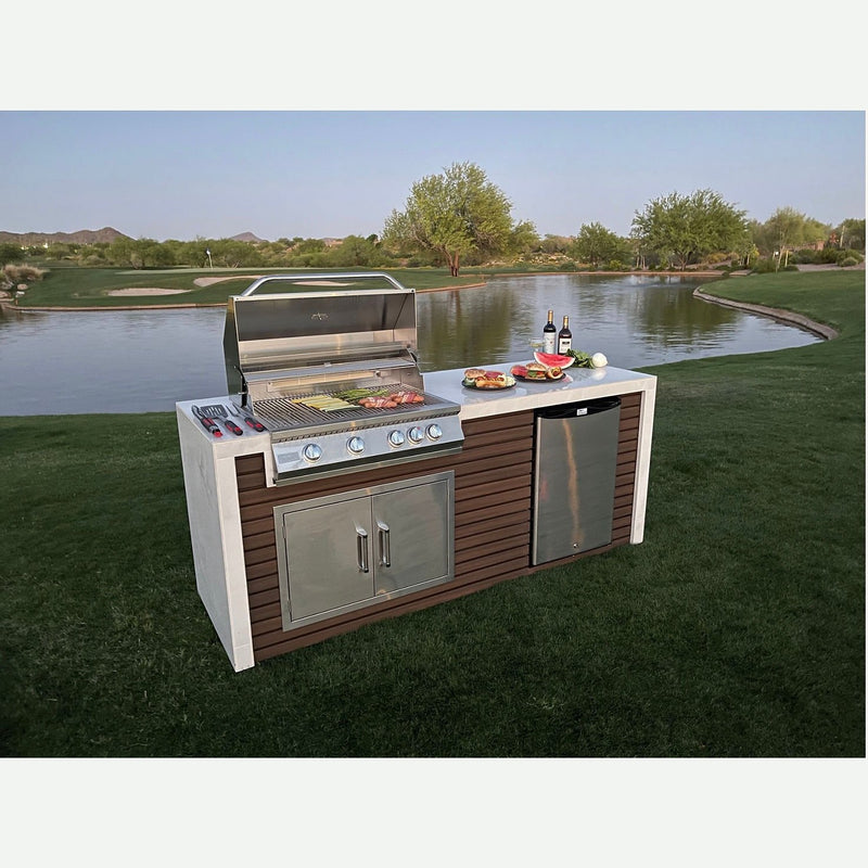 Kokomo Grills 7 Foot Outdoor Kitchen with Grill, Fridge, Shiplap and W ...